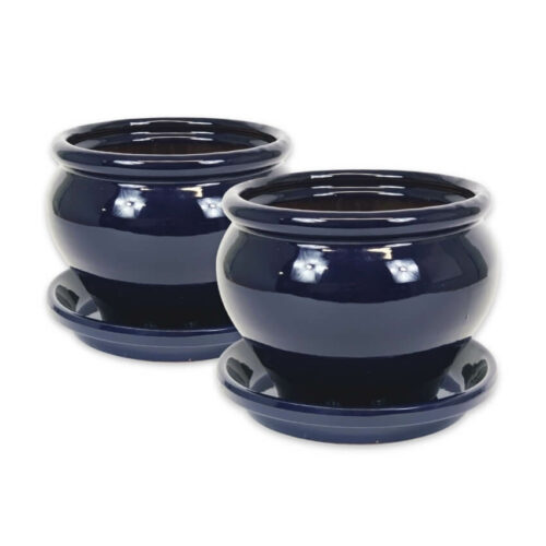 Bola Plant Pot - Dipped Blue | Verano Ceramics