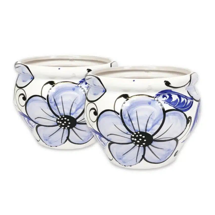 Bola Plant Pots - Blue Flower | Verano Ceramics