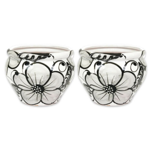 Bola Plant Pot - Grey Flower | Verano Ceramics