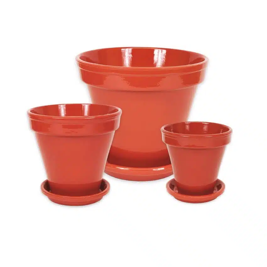 Classic Red Plant Pots - Set of 3 | Verano Ceramics