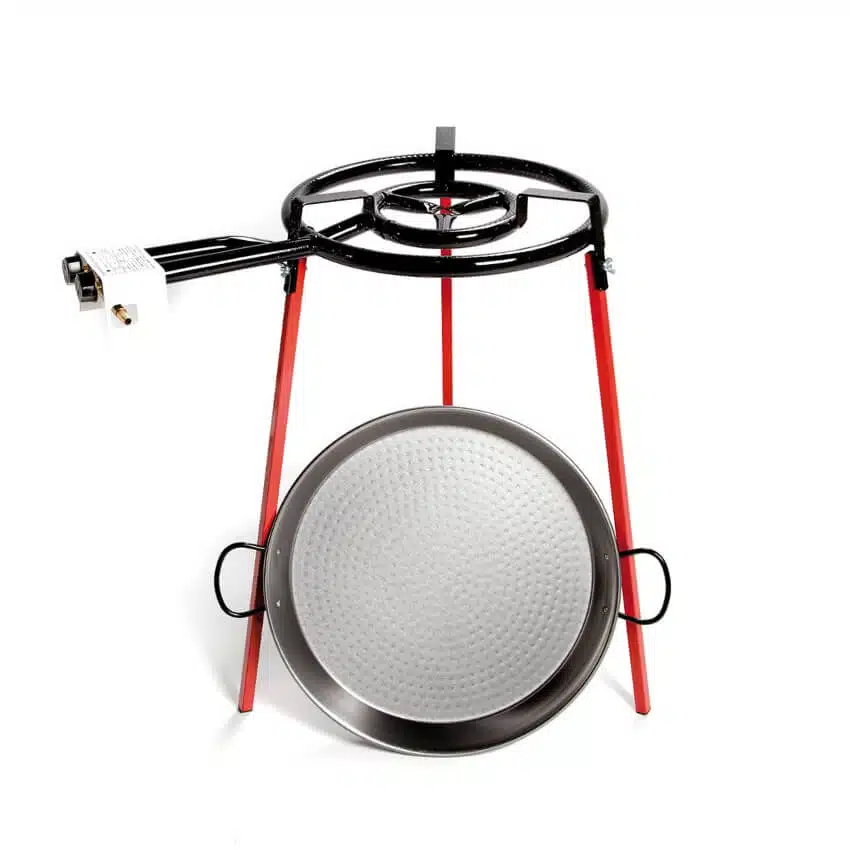 Double Ringed Gas Burner 400 mm with 46cm Polished Steel Paella Pan ...